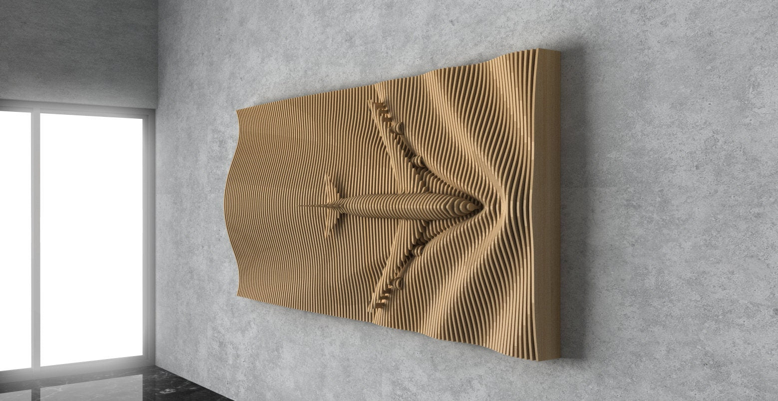 3D Wooden Parametric Plane Shape Wall Art - Graham Decors