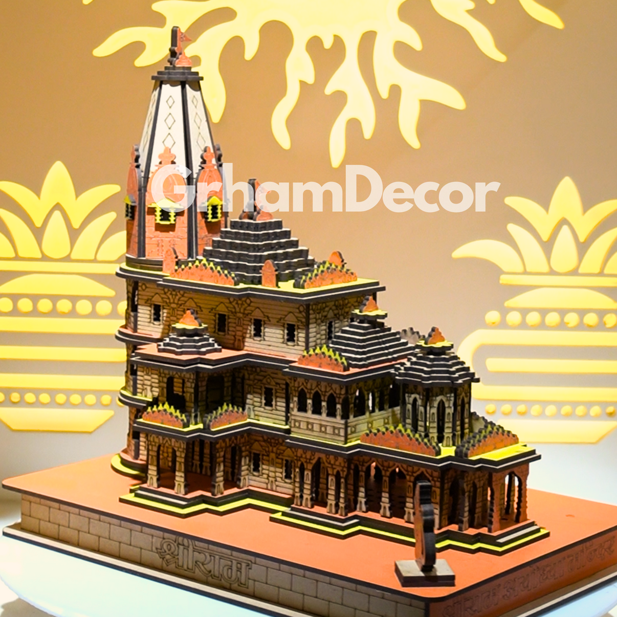 Shree Ram Janmabhoomi Wooden Temple Ayodhya (Large) - Graham Decors